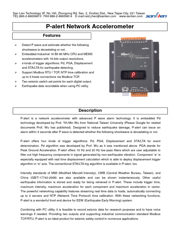 Palert Brochure | PDF | Accelerometer | Transmission Control Protocol