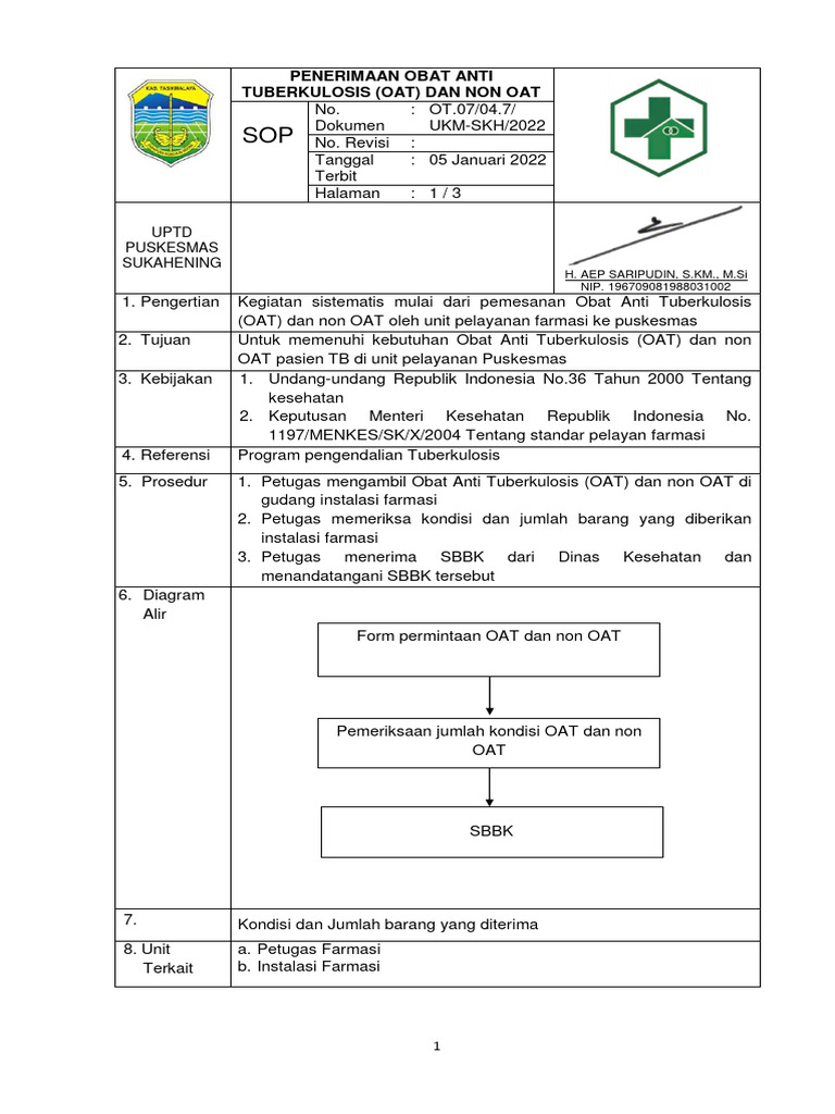 05 SOP Penerimaan OAT | PDF