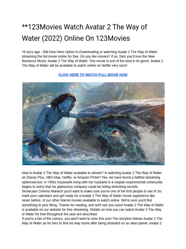 Watch Avatar 2 Free Online