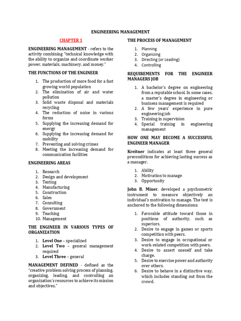 Engineering Management | PDF | Strategic Planning | Goal