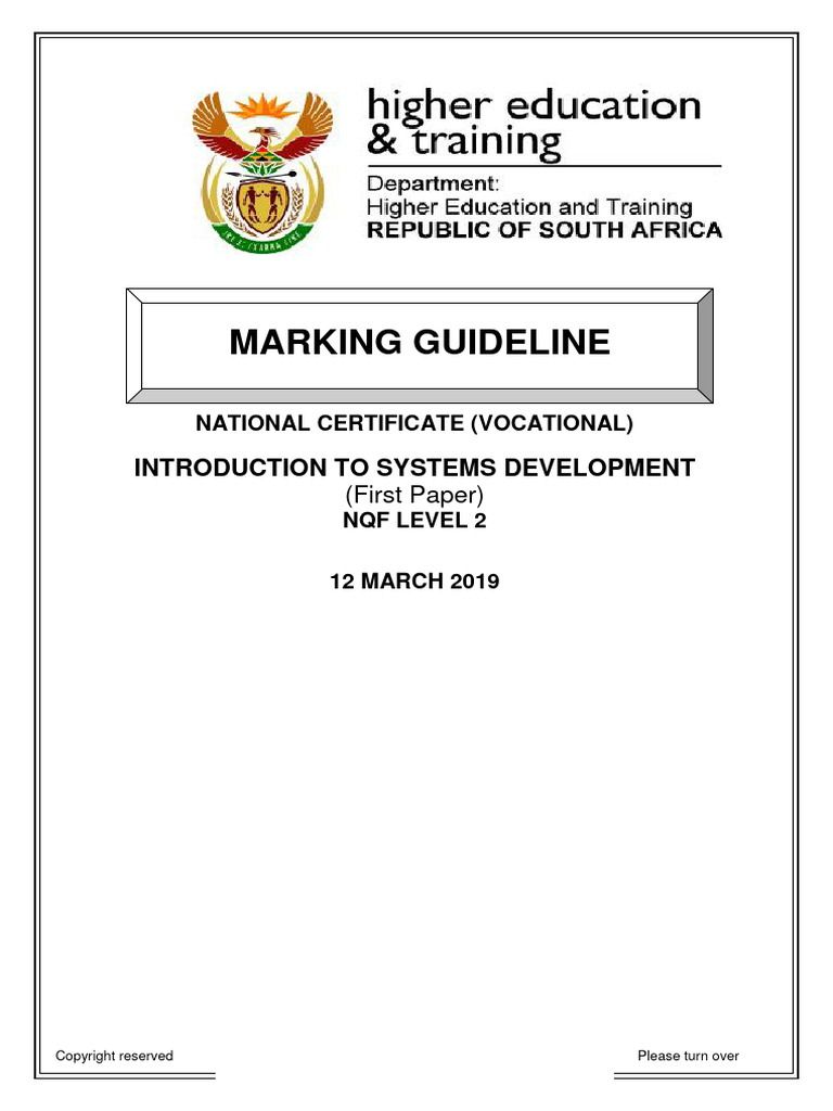 Nc1590 - Introduction To Systems Development l2 p1 Memo Supp 2019 | PDF ...