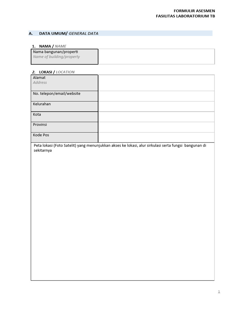 Formulir Asesmen Fasilitas Lab Tb Pdf