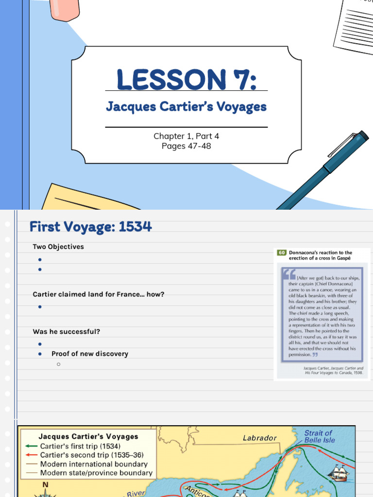 STUDENT Lesson 7 - Jacques Cartier's Voyages | PDF