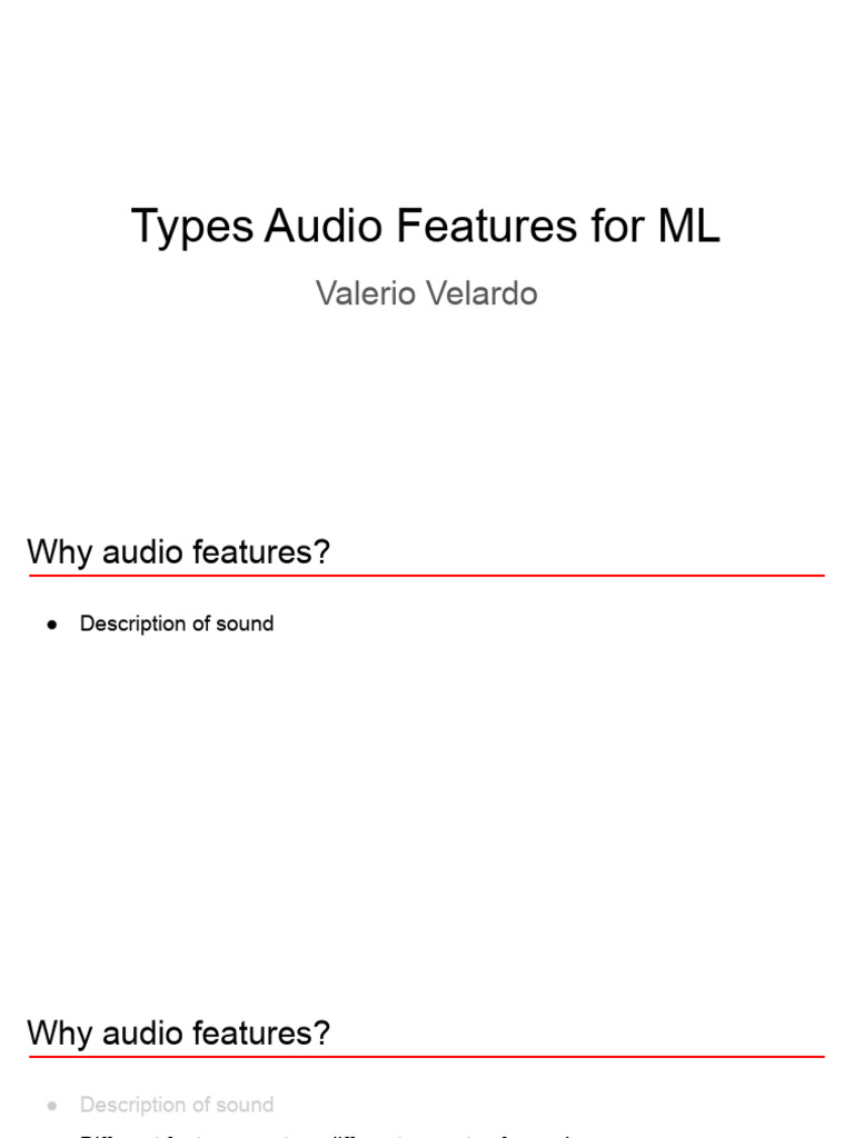 Types of Audio Features For ML | PDF