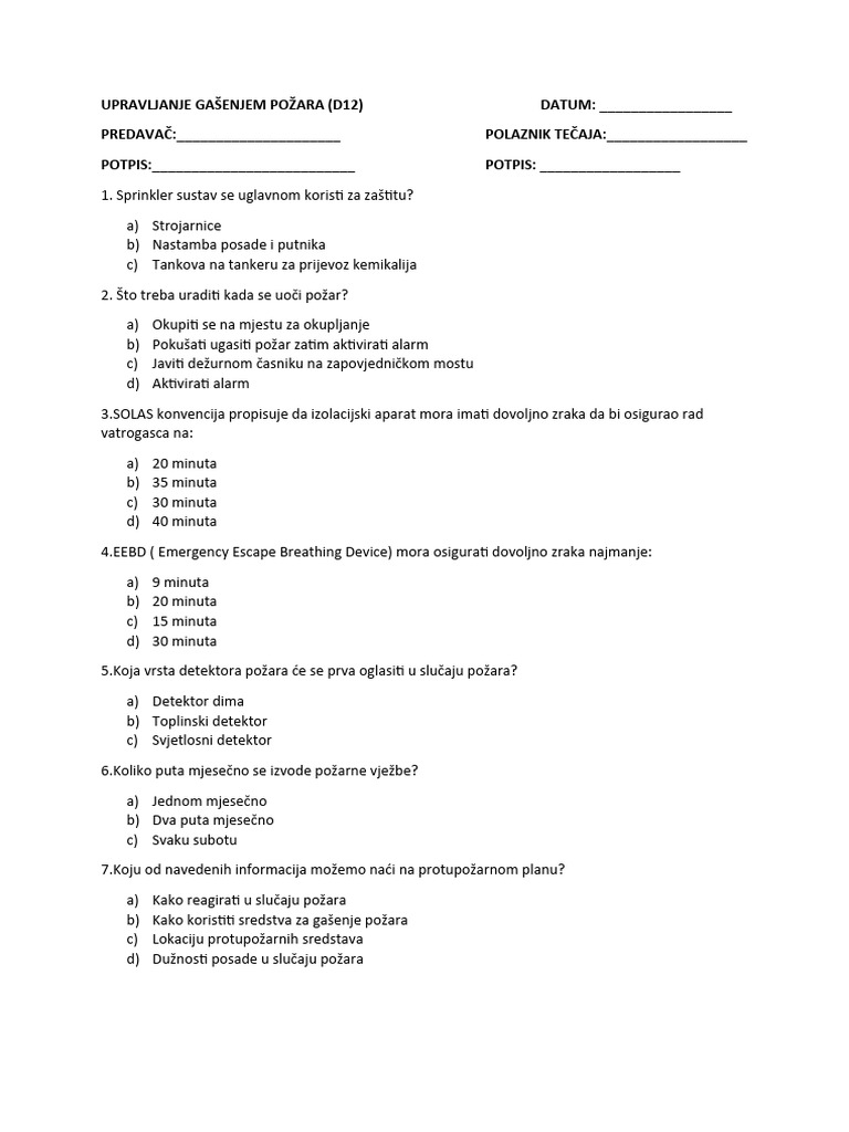 D12 Pitanja I Odgovori | PDF