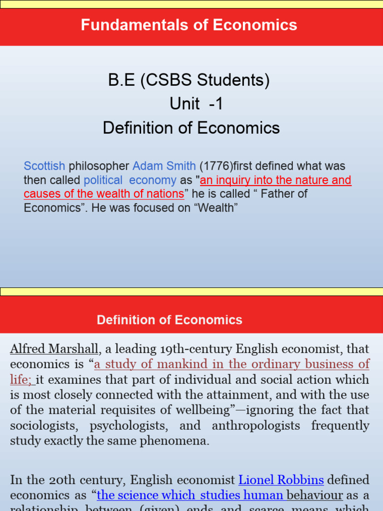 Economics Unit 1 BE CSBS 2021 Regulation | PDF