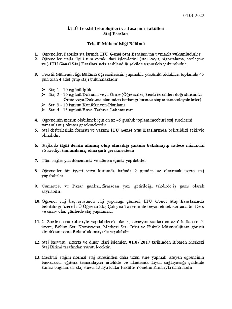 Ä Tu Tekstil Muh Staj Esaslari | PDF