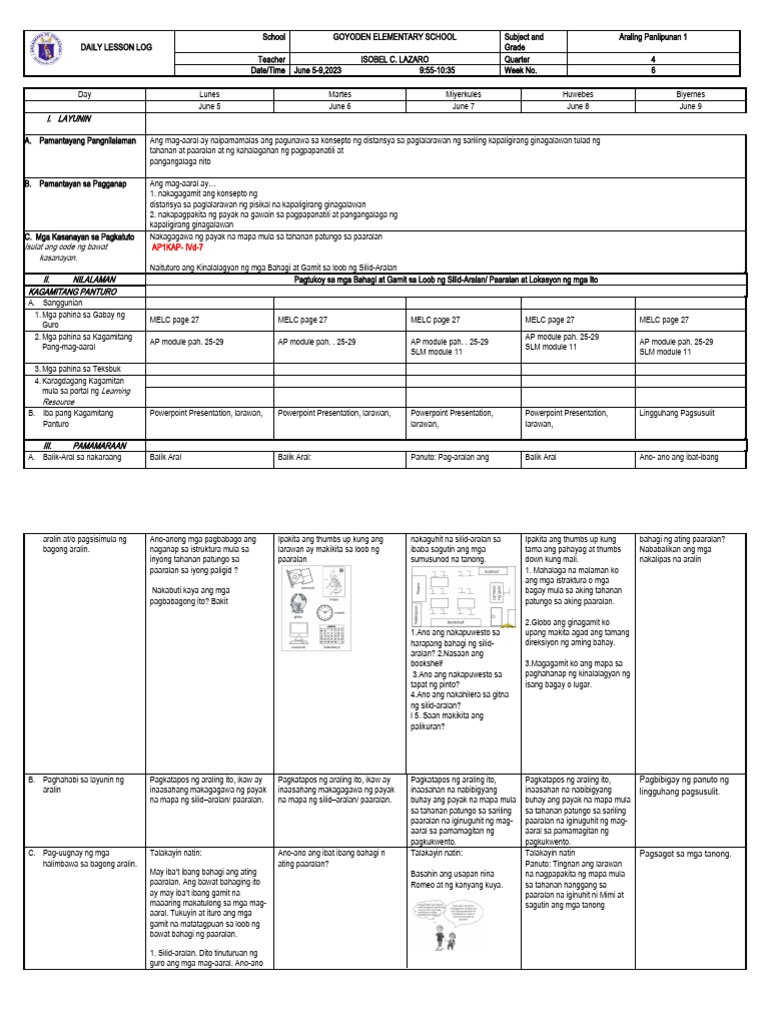 Q4 DLL Ap1 Week-6 | PDF