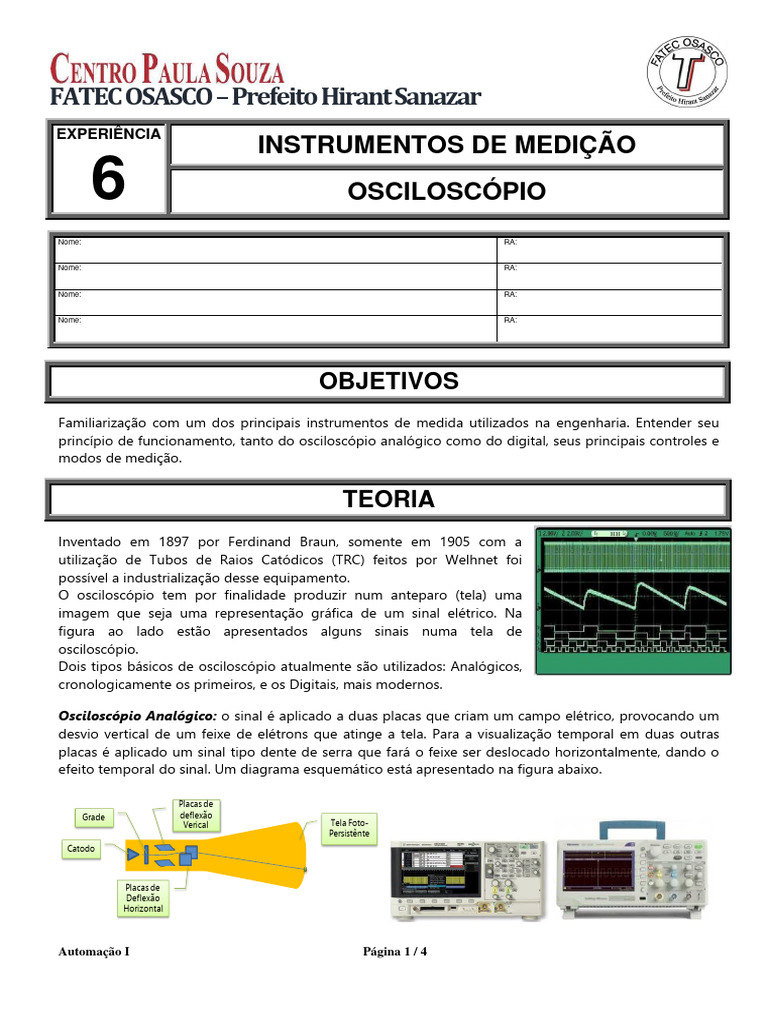 Exp06 - Osciloscópio - Fatec | PDF