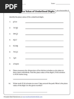 Value of Underlined Digits Worksheet | PDF