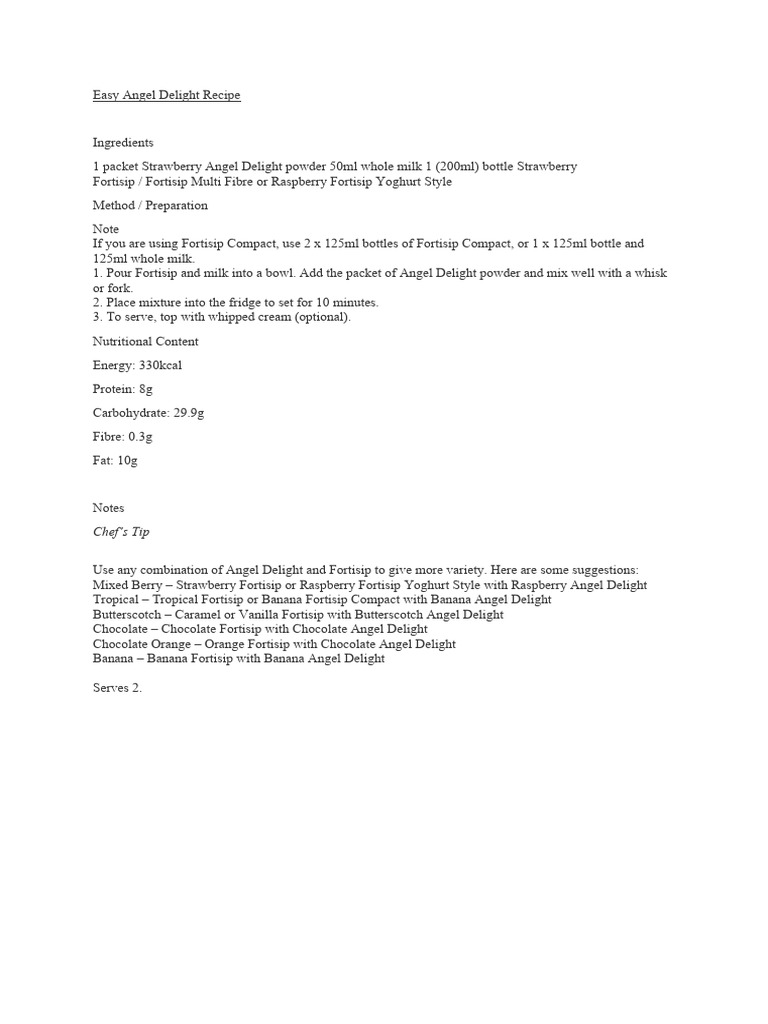Fortisip Dessert and Recipe Ideas | PDF | Cooking, Food & Wine