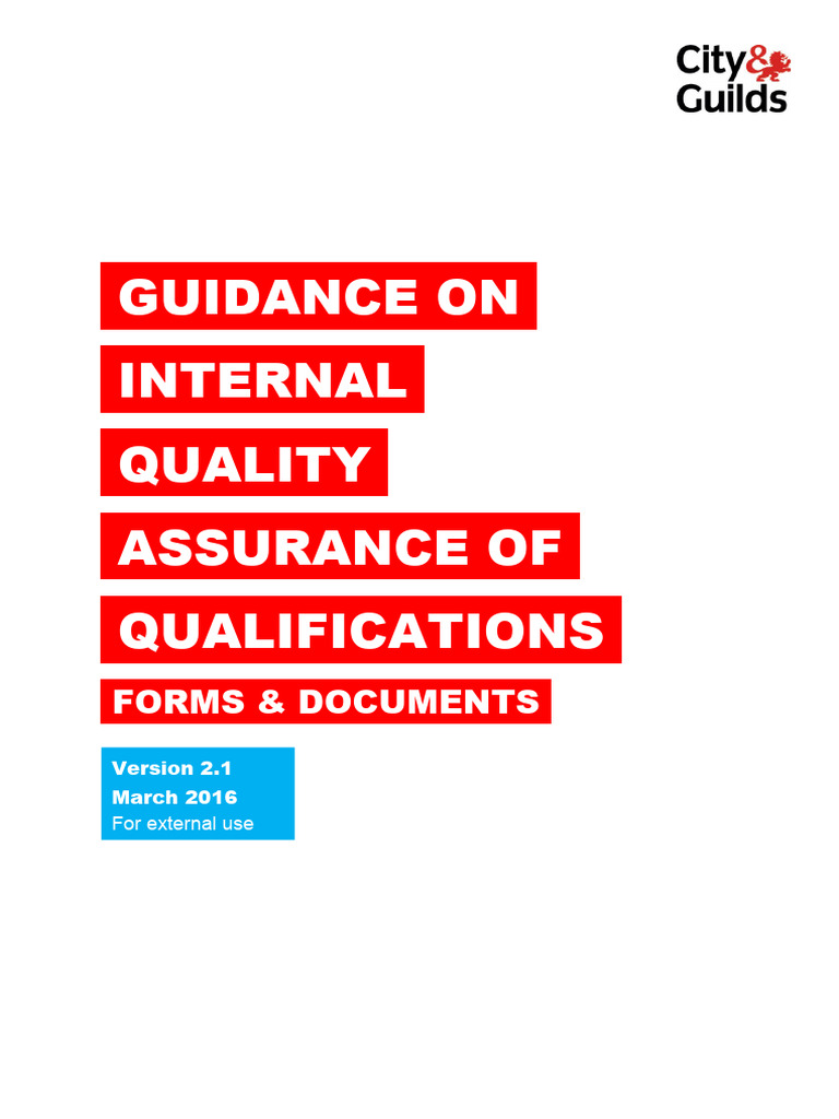 Guidance On Internal Quality Assurance of Qualifications Forms and ...