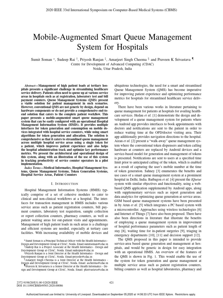 Mobile-Augmented Smart Queue Management | PDF