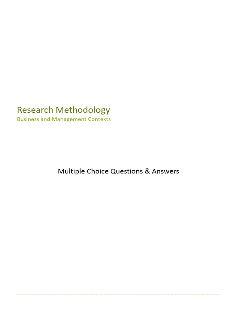 Research Methodology MCQs and Answers | PDF | Sampling (Statistics ...
