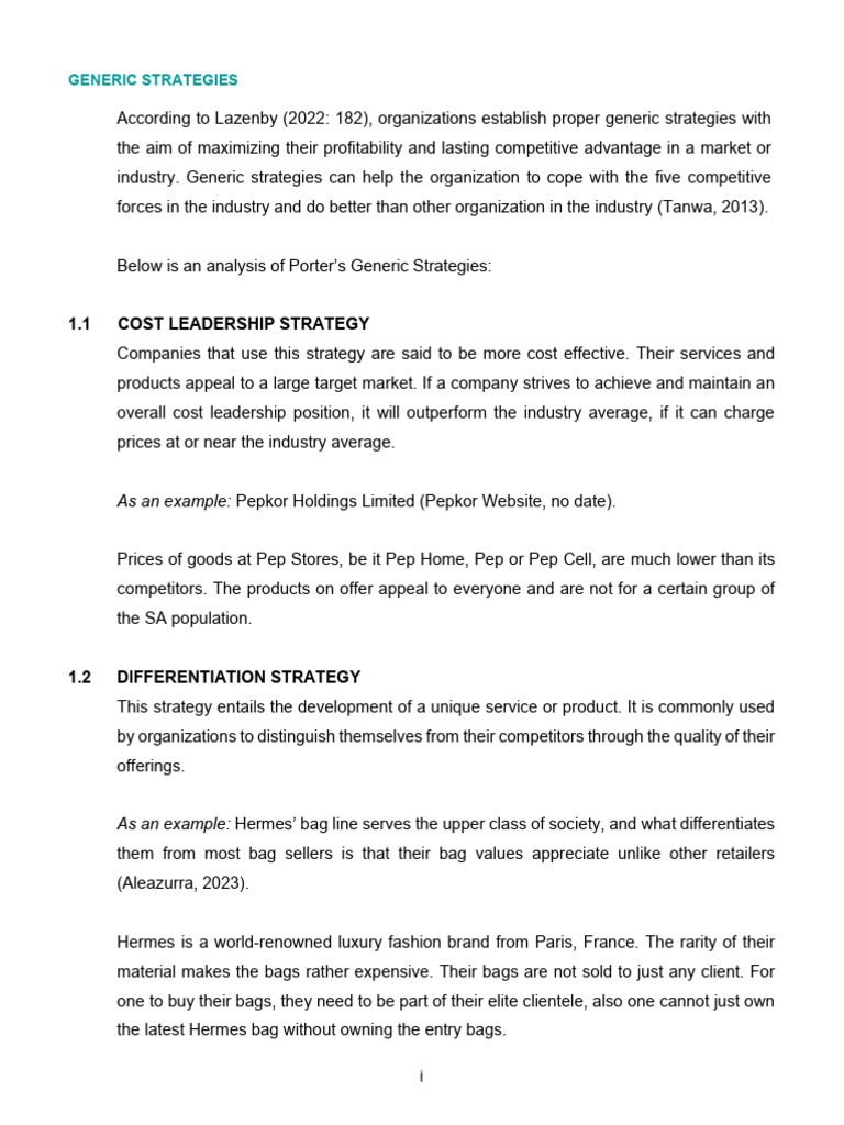 Generic and Grand Strategies - Theory and Examples | PDF