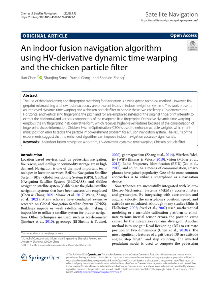 An Indoor Fusion Navigation Algorithm Using HV-Derivative Dynamic Time ... An Indoor Fusion Navigation Algorithm Using HV-Derivative Dynamic Time ...