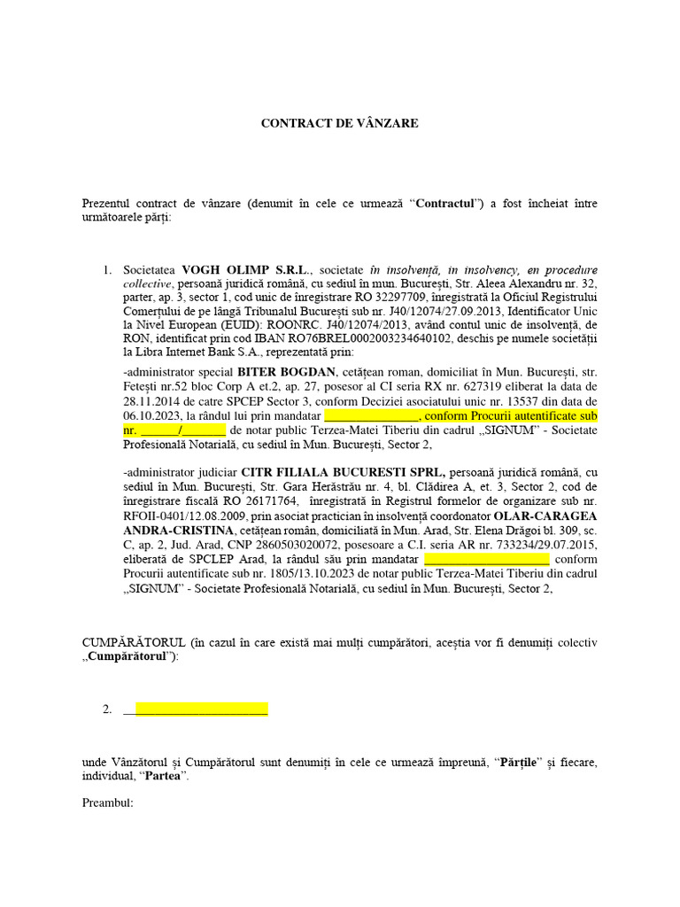 CONTRACT DE VÃ_NZARE_Vogh_final | PDF