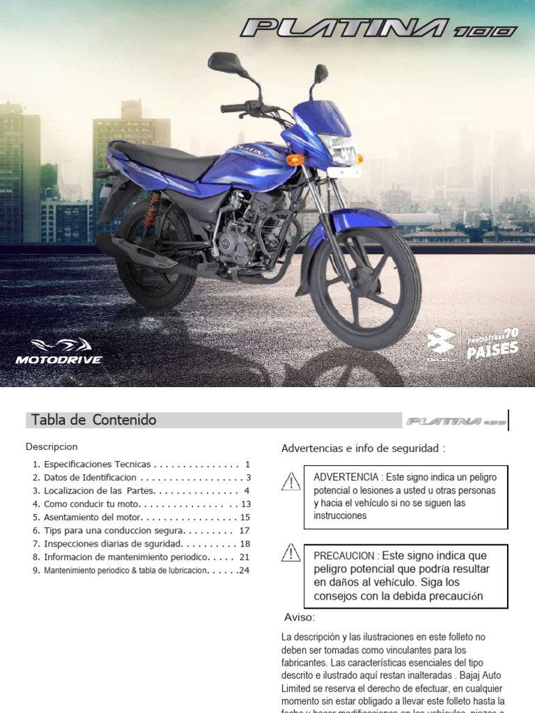 Manual Platina 100 | PDF