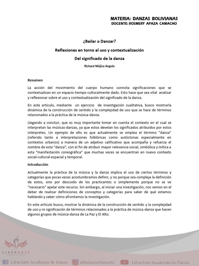 ¿Bailar o Danzar | PDF | Bailes | Folklore