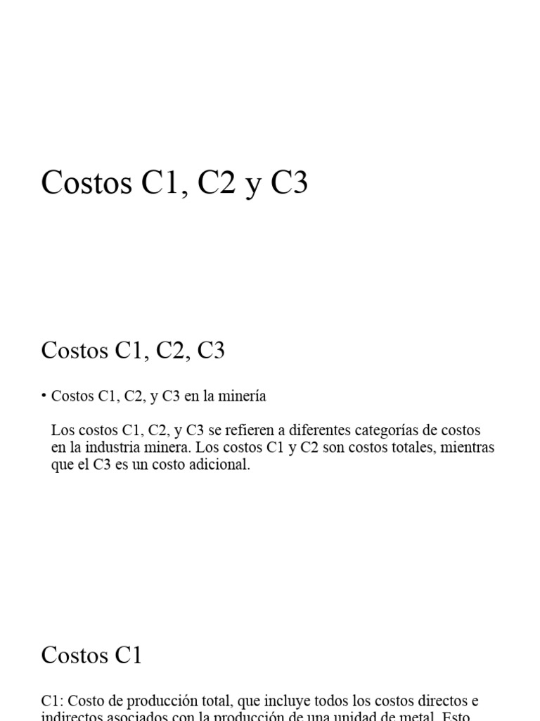 Costos C1, C2 y C3 en Minería | PDF | Negocios | Tecnología