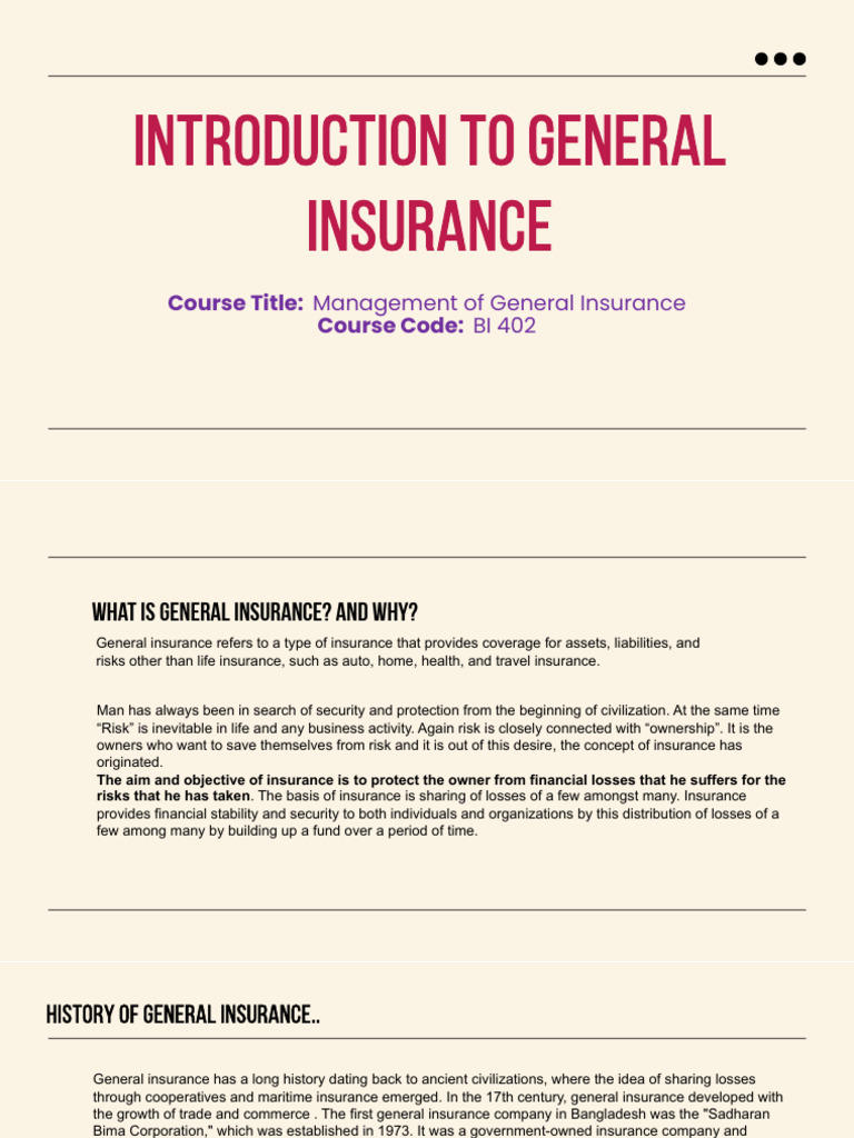 Introduction to General Insurance Basics | PDF