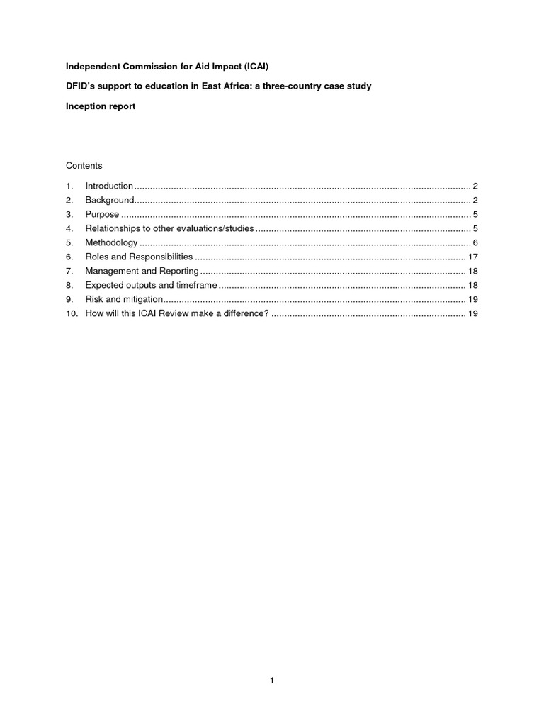 Inception Report East Africa Education | PDF