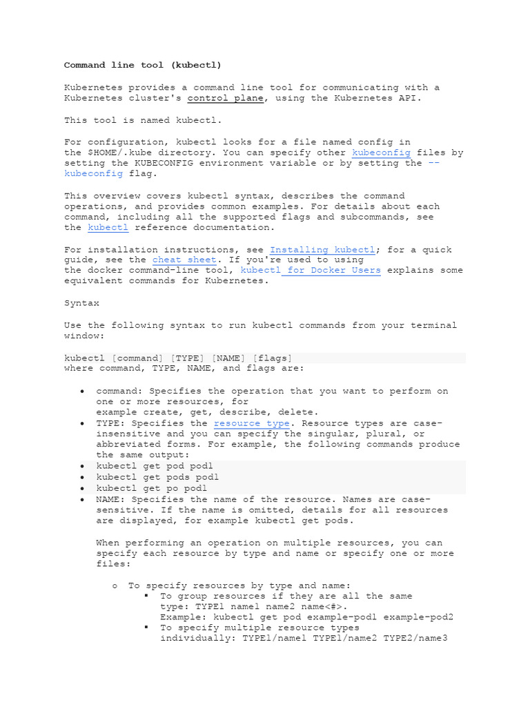 Command Line Tool (Kubectl) | PDF