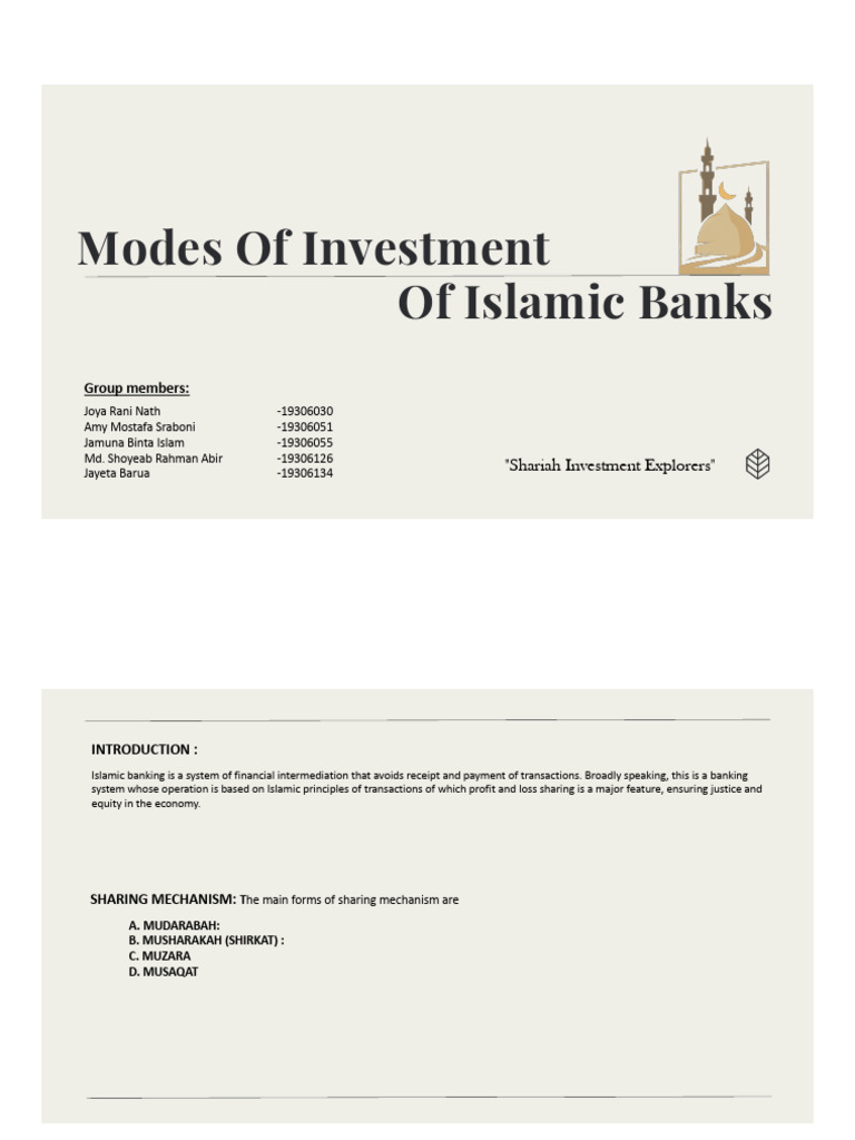 Islamic Banking Investment Modes Explained | PDF | Lease | Islamic ...