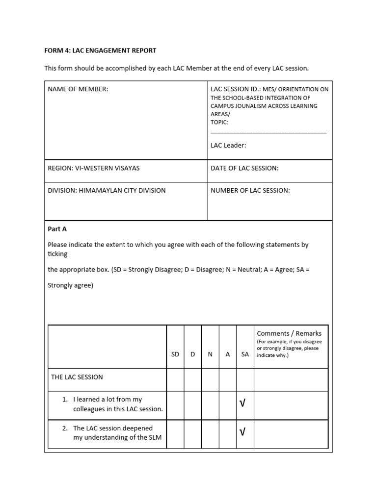 LAC Engagement Report Form | PDF