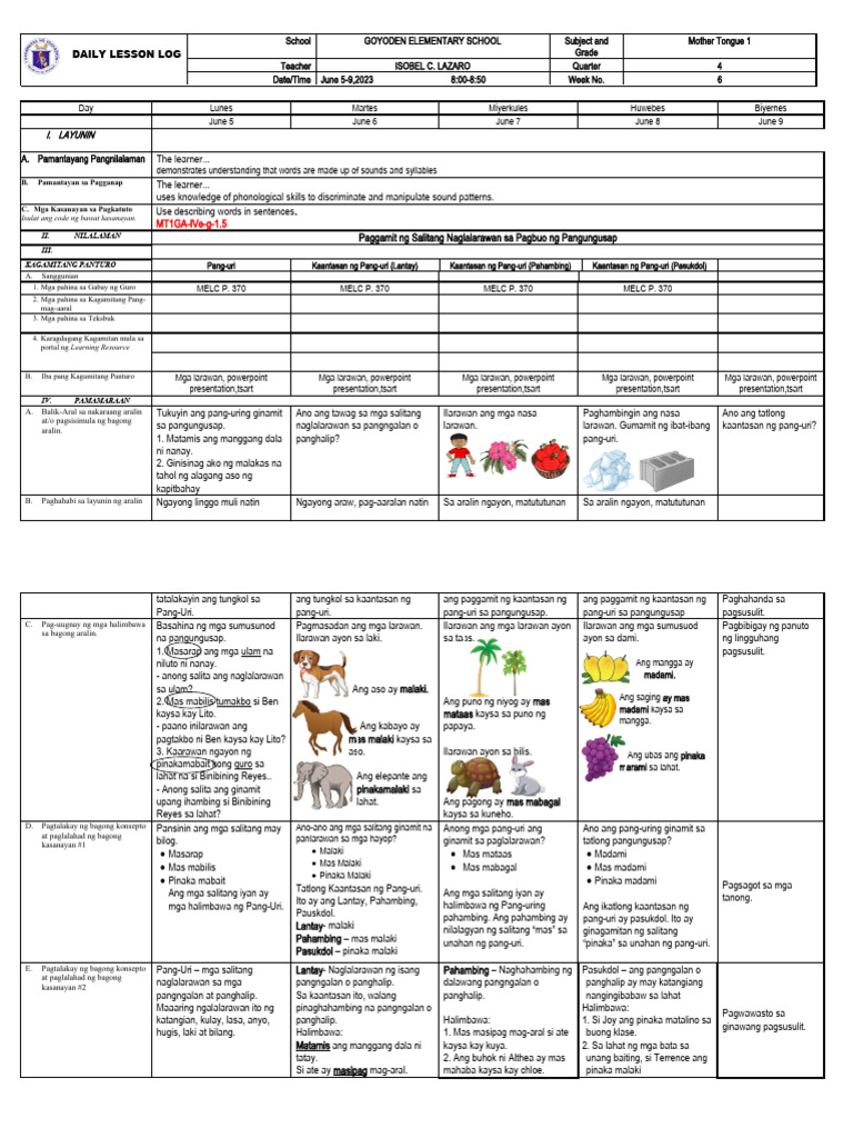 Q4 DLL Mtb-Mle Week-6 | PDF