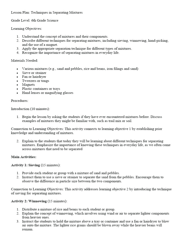 Lesson Plan in Science 6 - COT - Illustrate and Describe Tecniques in ...