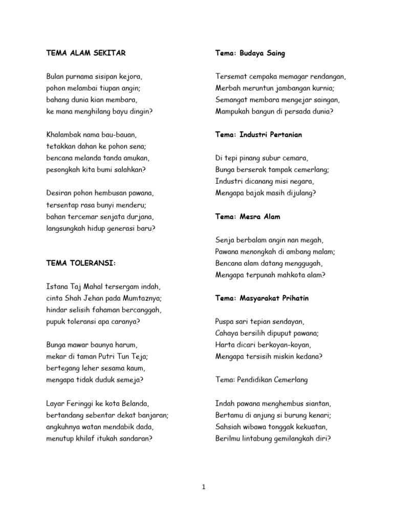 Contoh Pantun Soalan | PDF