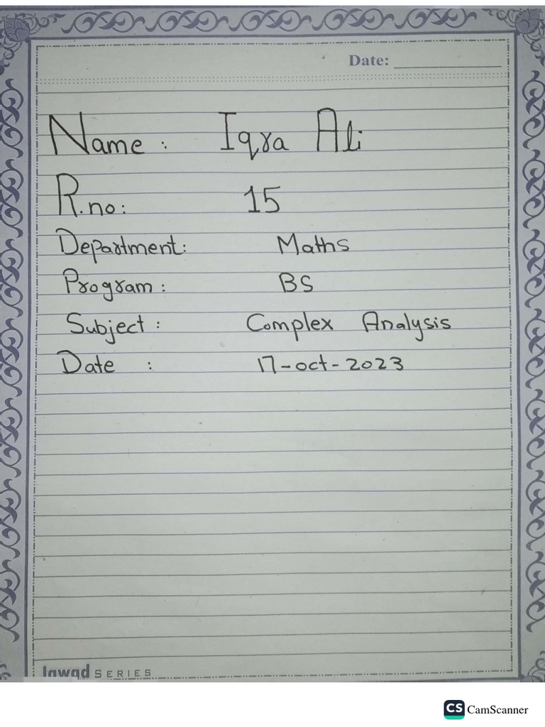 Complex Analysis Assignment 1 | PDF