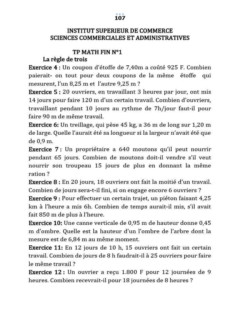 Travail Pratique Math Fin 2023 | PDF