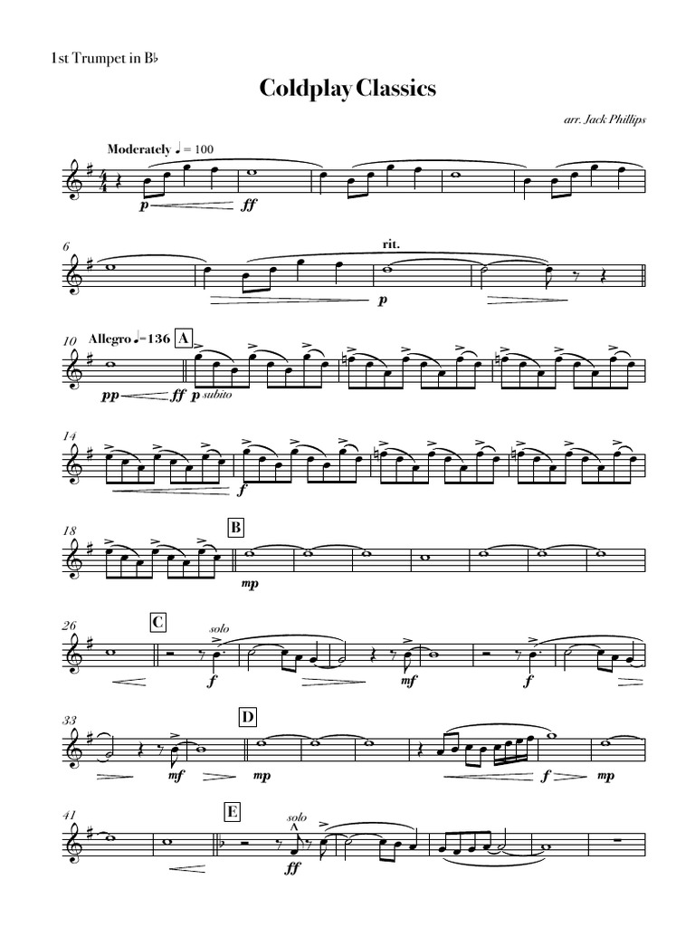 Coldplay Classics - 1st Trumpet in BB | PDF