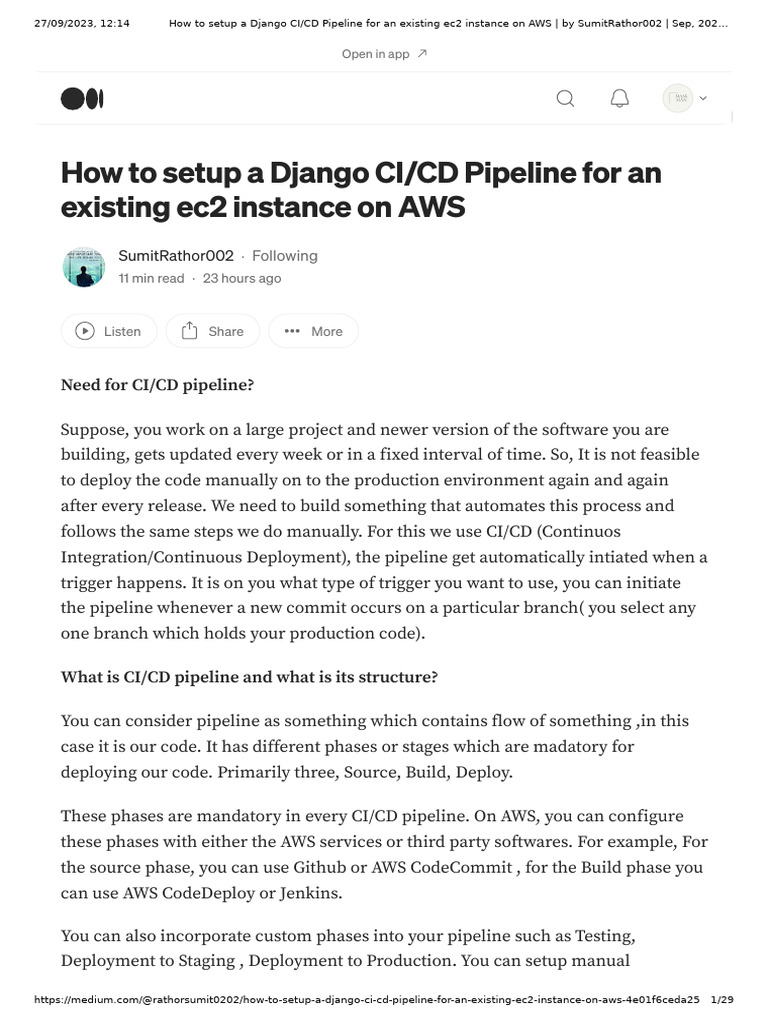 How To Setup A Django CI - CD Pipeline For An Existing Ec2 Instance On ... How To Setup A Django CI - CD Pipeline For An Existing Ec2 Instance On ...