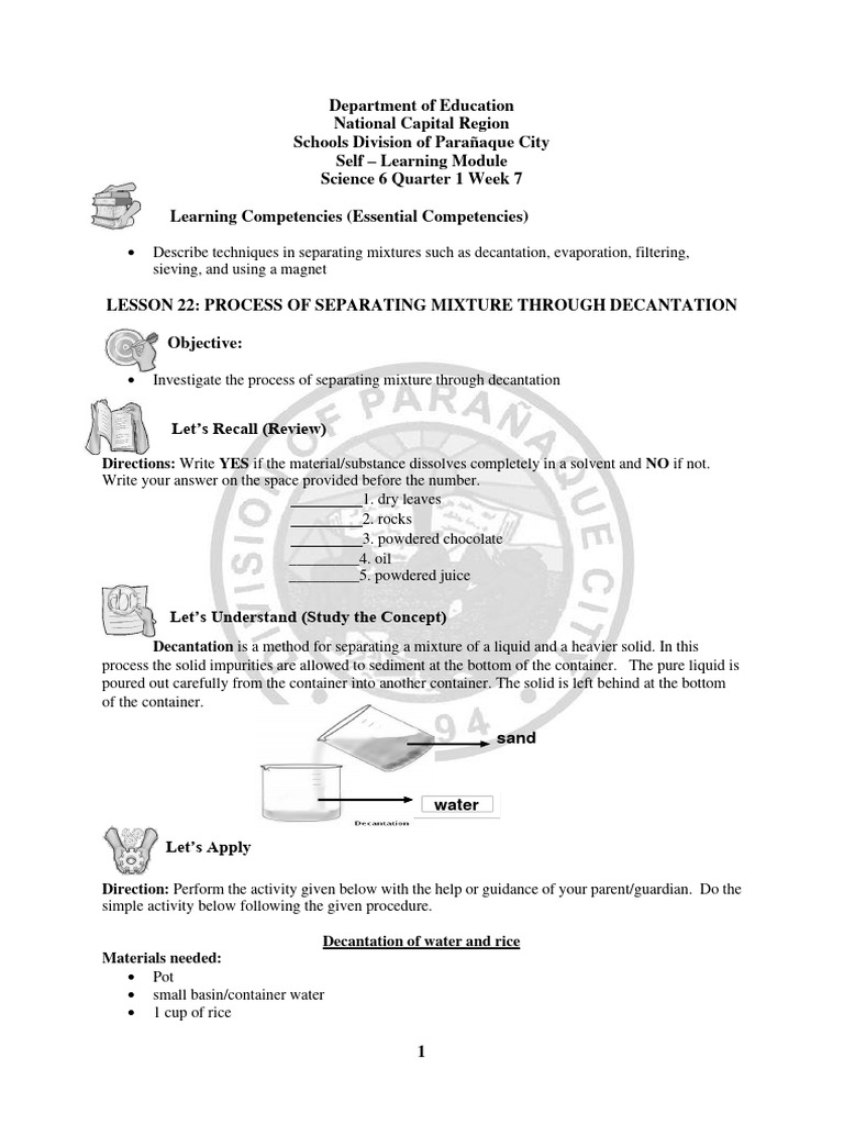 Final Science 6 Quarter 1 Week 7 | PDF | Filtration | Mixture