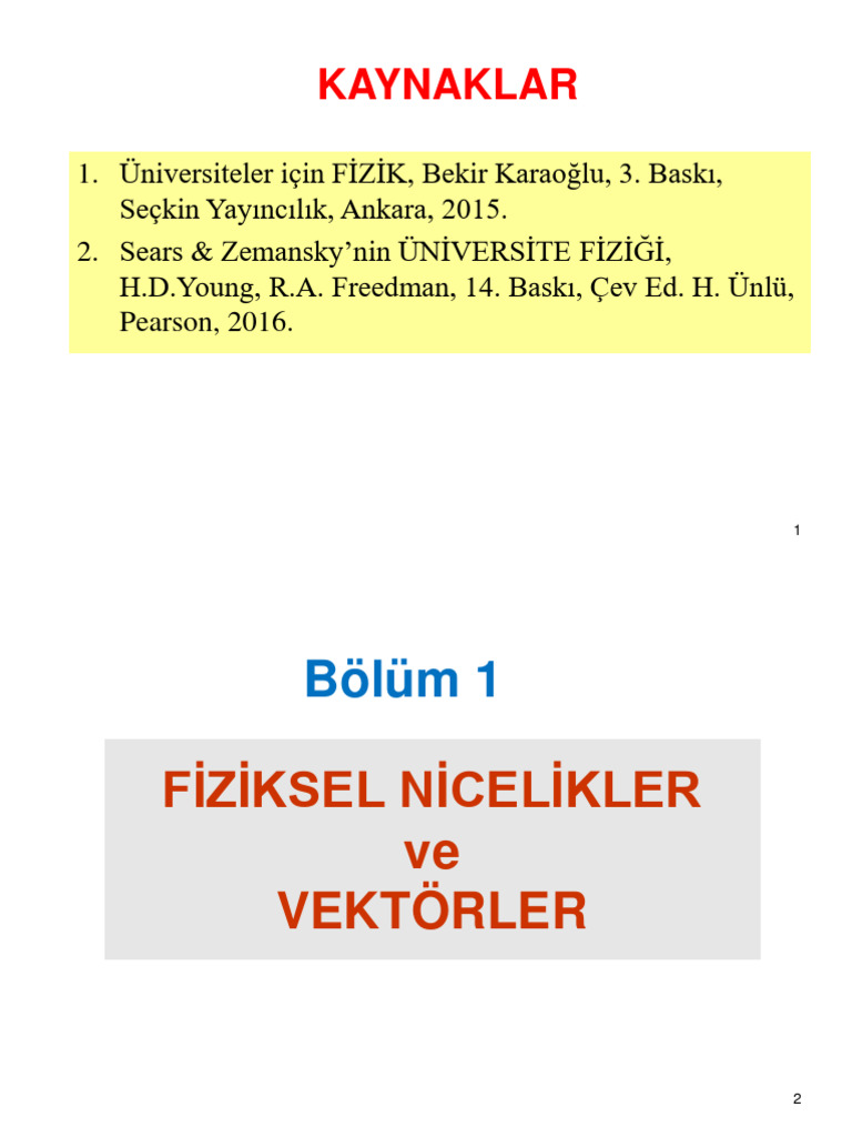 1 BOLU FIZIKSEL NICELIKLER Ve VEKTORLER | PDF