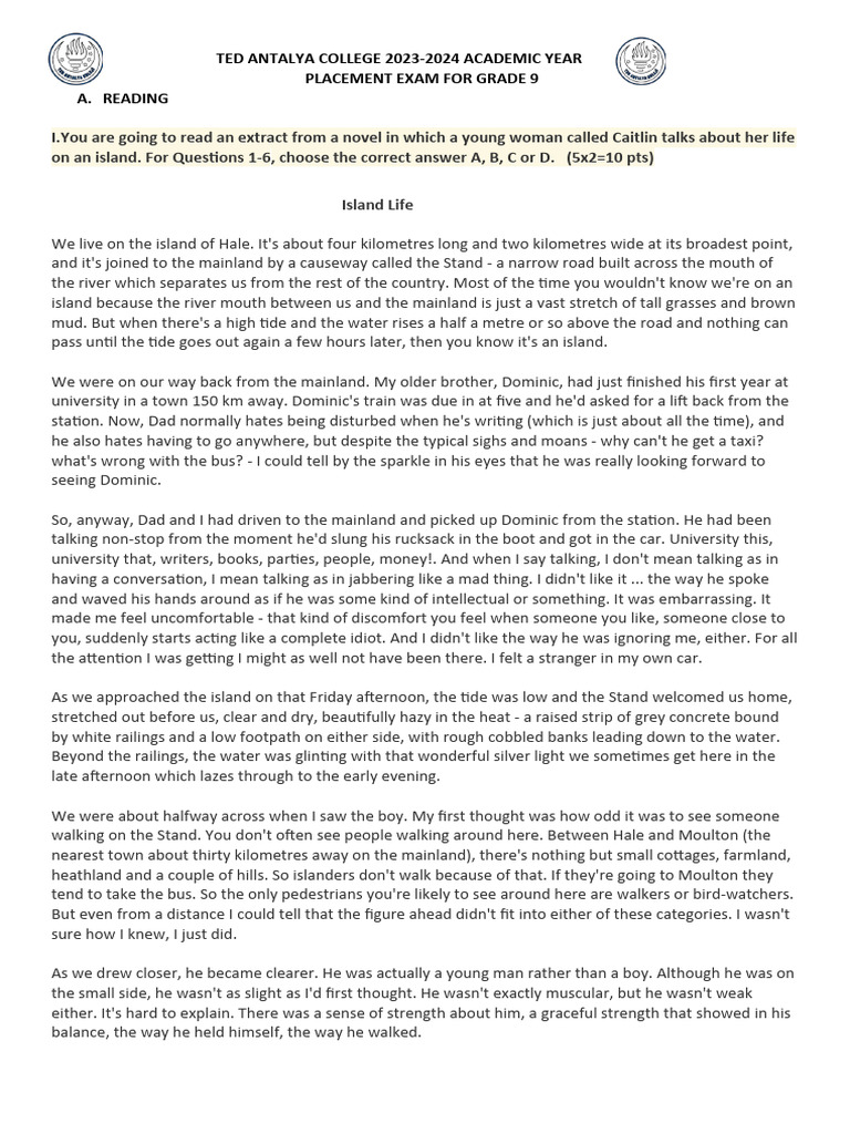 8TH Grade End of Year Level Exam | PDF