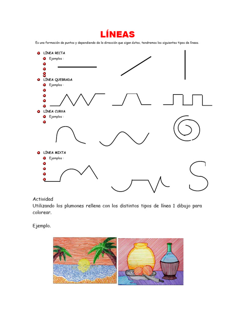 Tipos de Líneas y Ejemplos para Colorear | PDF | Poesía