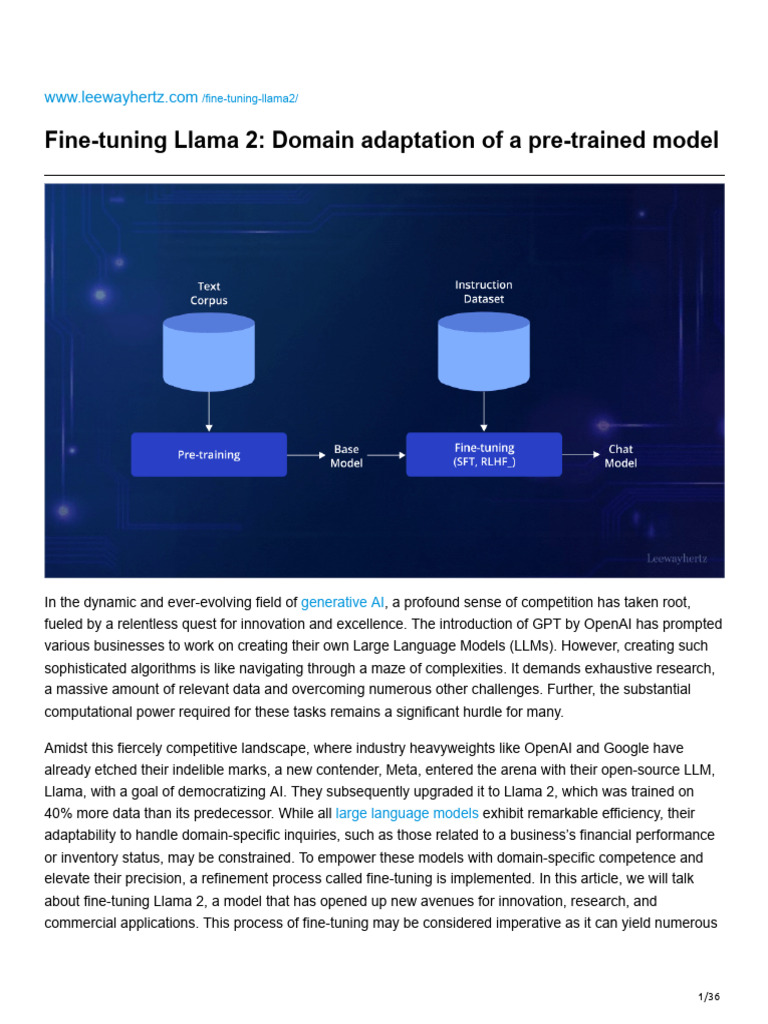 Fine-Tuning Llama 2 Domain Adaptation of A Pre-Trained Model | PDF | Artificial Intelligence ...