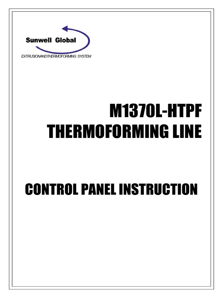 Termoformadora de Bandeja SunWell M1370L-HTPF Painel | PDF | Equipment ...