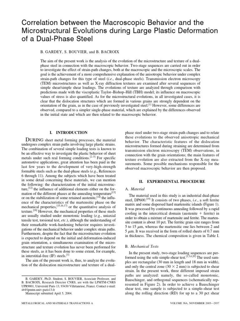 Correlation Between The Macroscopic Behavior and The Microstructural Evolutions During Large ...