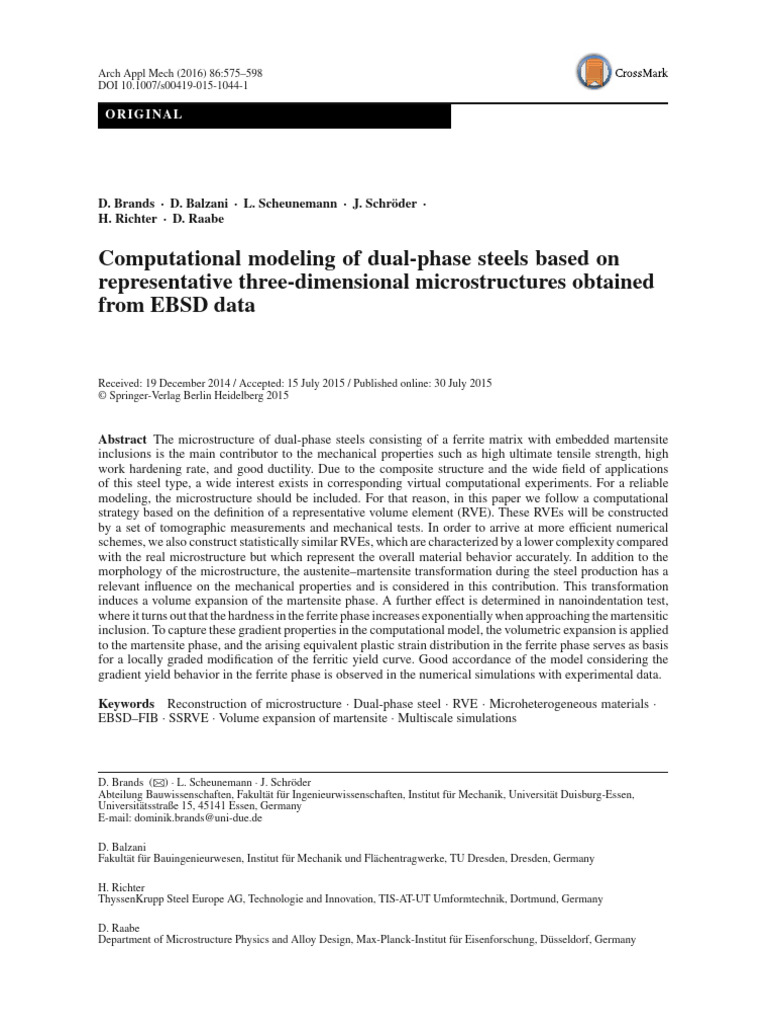Computational Modeling of Dual-Phase Steels Based On Representative Three-Dimensional ...