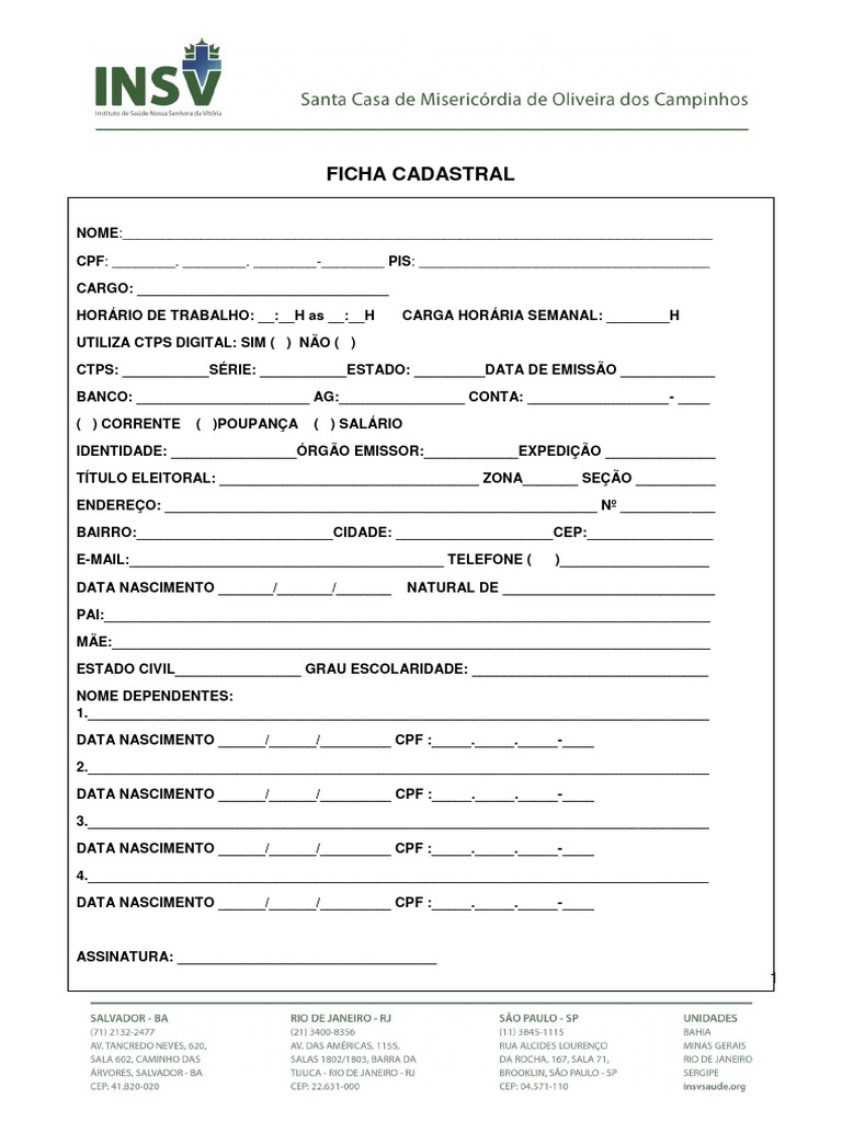 Modelo Ficha Cadastral | PDF