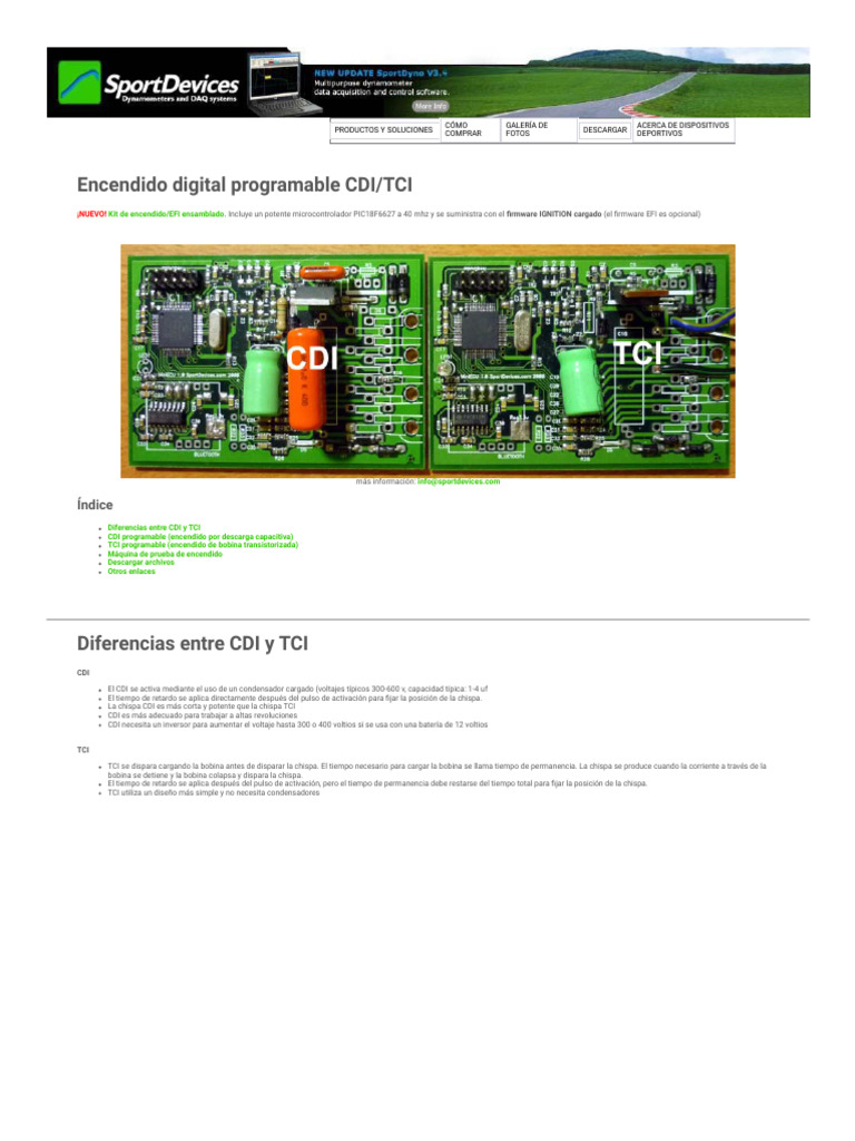 Dispositivos Deportivos. Encendido Digital Programable CDI. | PDF