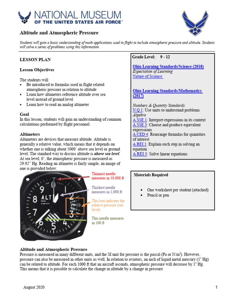 Math With Altitude and Atmospheric Pressure - 1 | PDF | Atmospheric ...