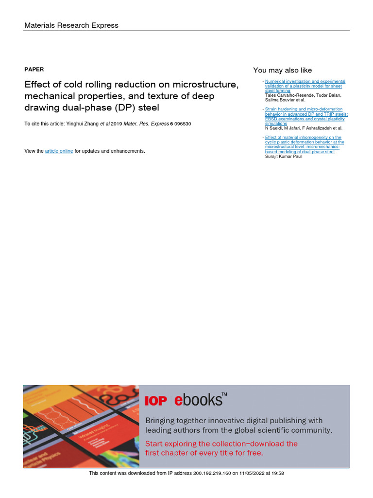Effect Of Cold Rolling Reduction On Microstructure Pdf