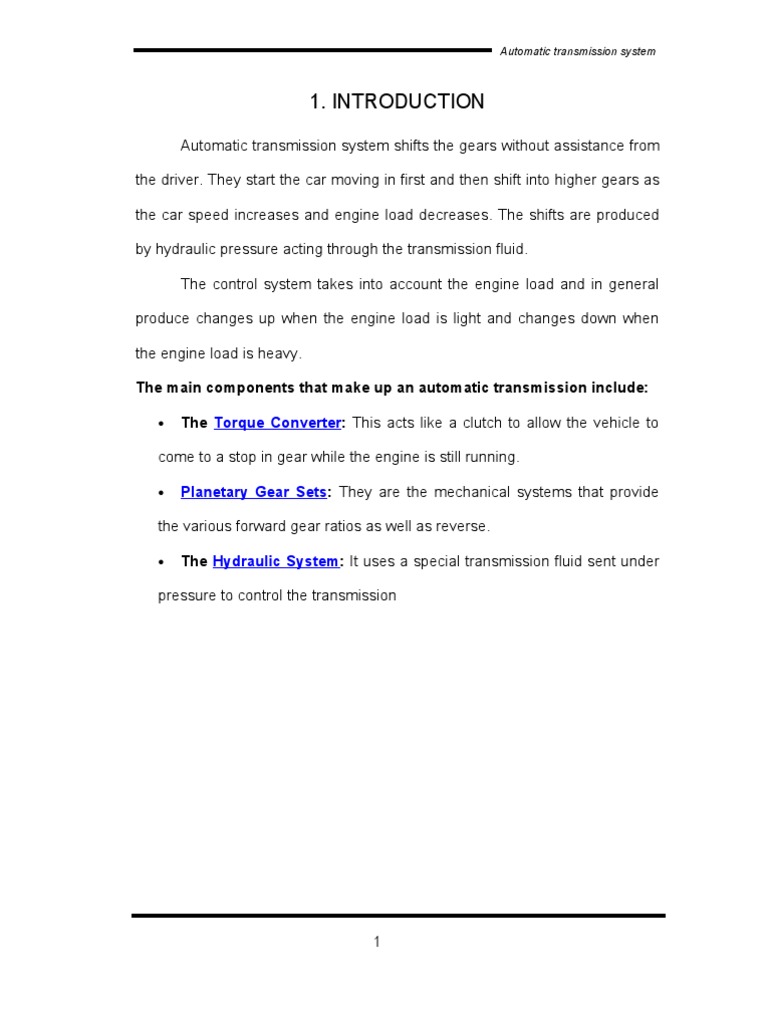 Automatic Transmission System | PDF | Automatic Transmission ...