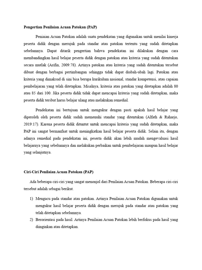 Pengertian Penilaian Acuan Patokan | PDF